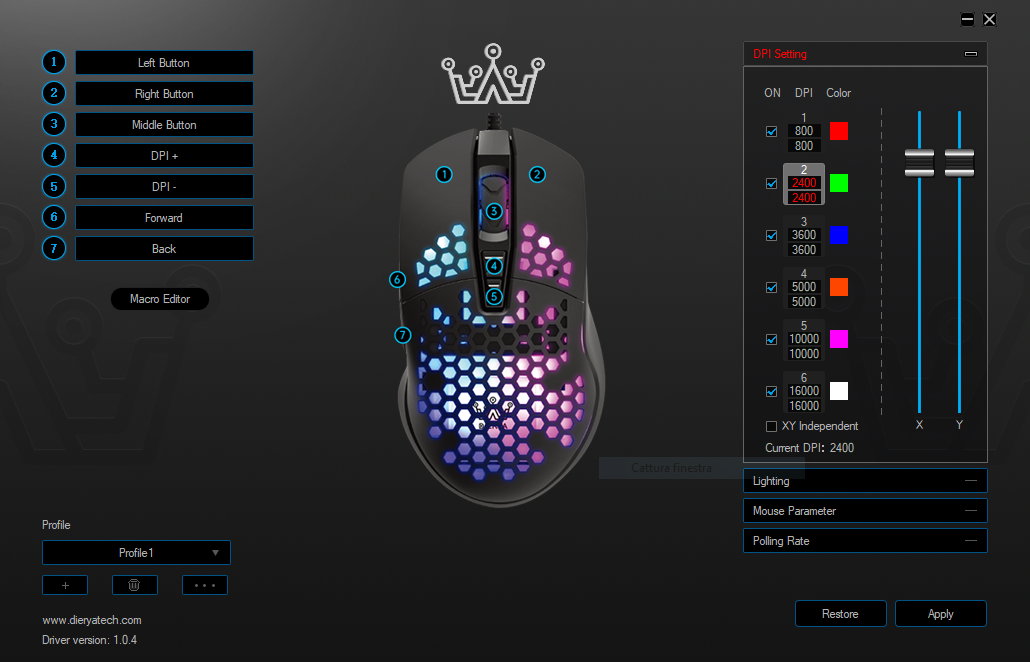 Mouse DIERYA Falcon RGB Recensione - Risparmia Online